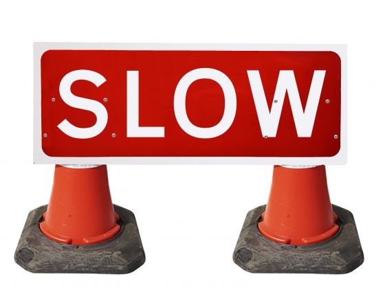 SLOW Rectangular Road Sign 1050 x 450mm - Cone Type | Vernon Morris